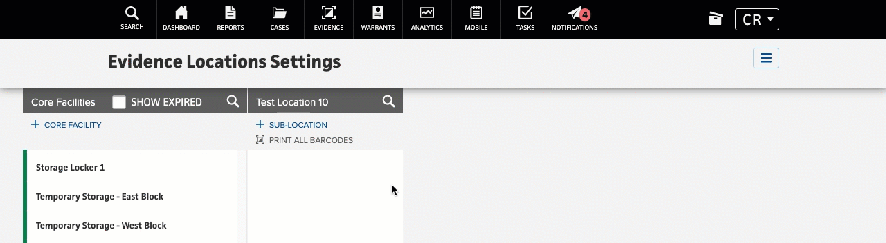 Configuring Evidence Storage Locations
