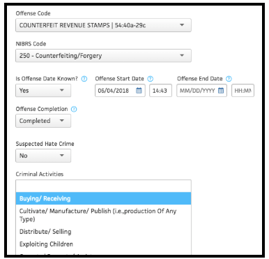 NIBRS Data Value Mapping: Offense Segment (Segment 2)