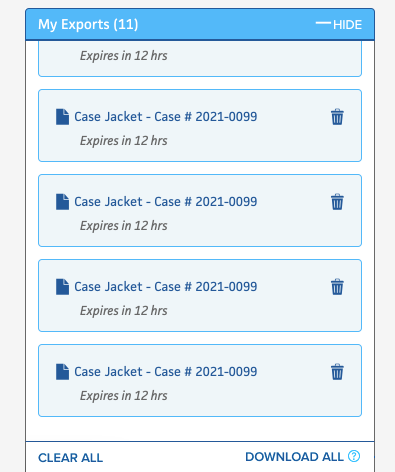 Exporting from the Cases Dashboard