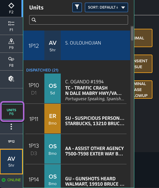 Navigating the Units List